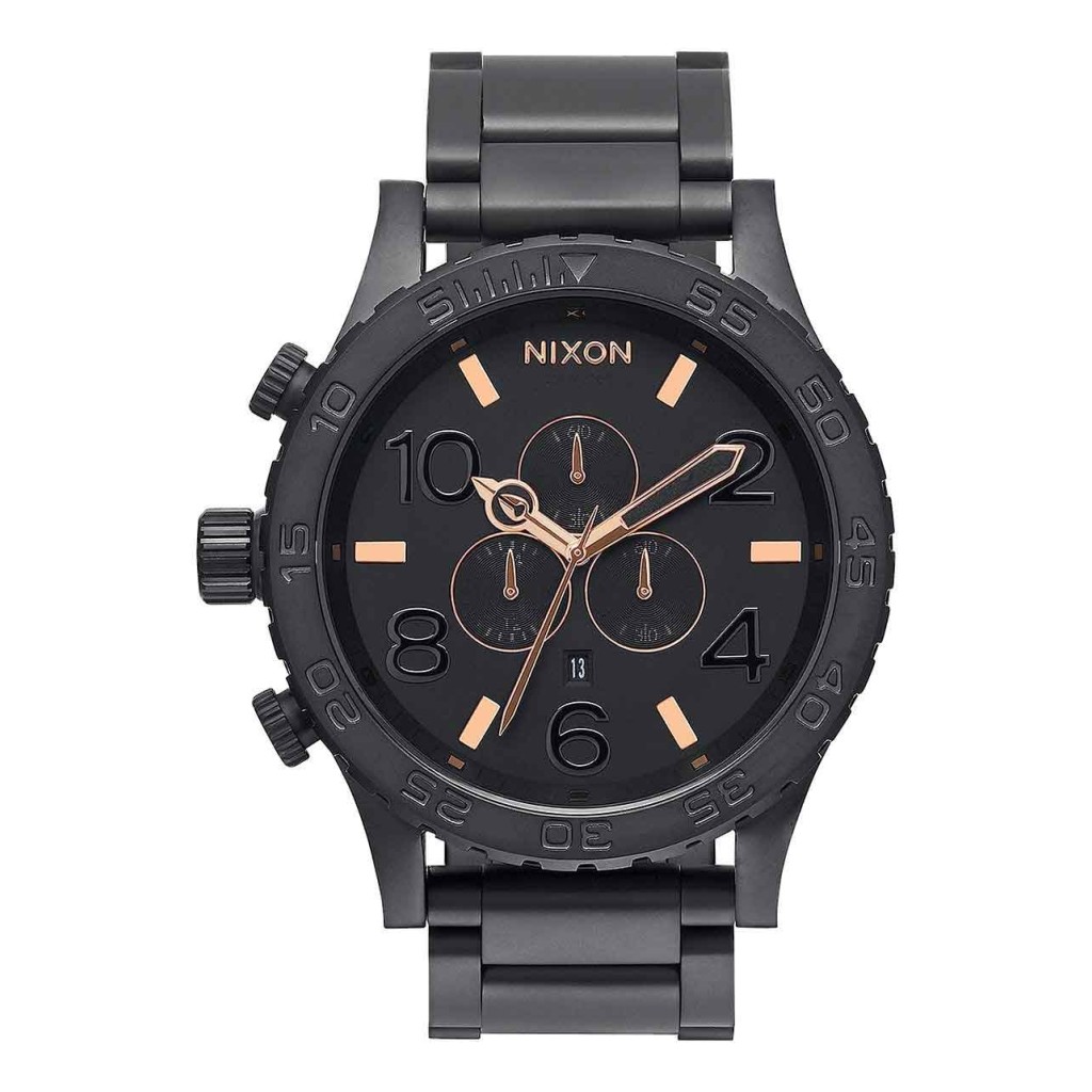 Nixon Watches Logo Nixon Sentry Chrono Leather Black Dial Mens Watch
