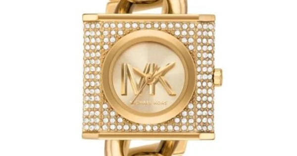 MK4711 Michael Kors Mini Lock Pave Gold-Tone Chain Watch |Fossil ...